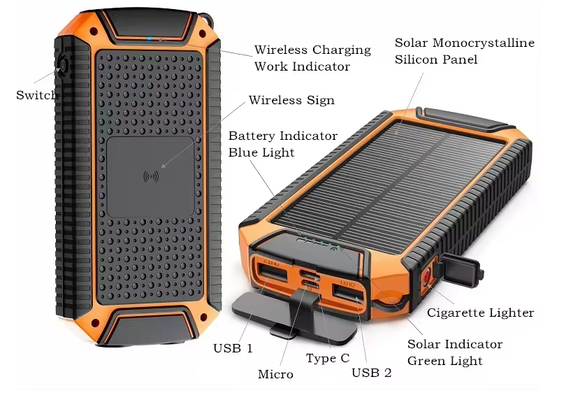 Wireless solar power bank with cigarette lighter - River Country Products